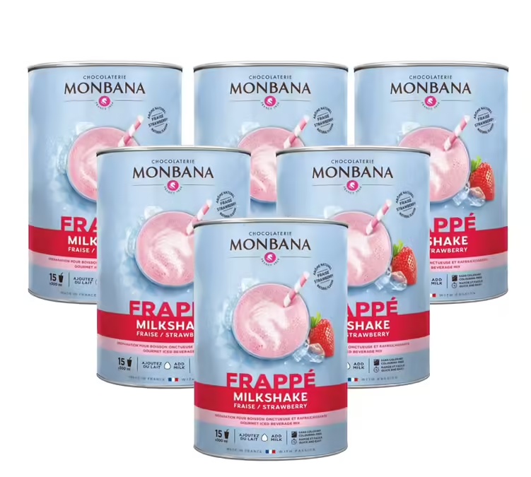 Monbana Strawberry Milkshake Powder - 6 X 1kg - MaxiCoffee