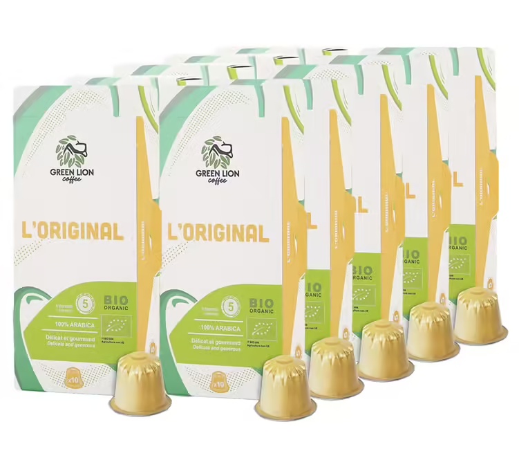 100 Nespresso* Original Compatible Capsules Lâ Original Organic â GREEN ...